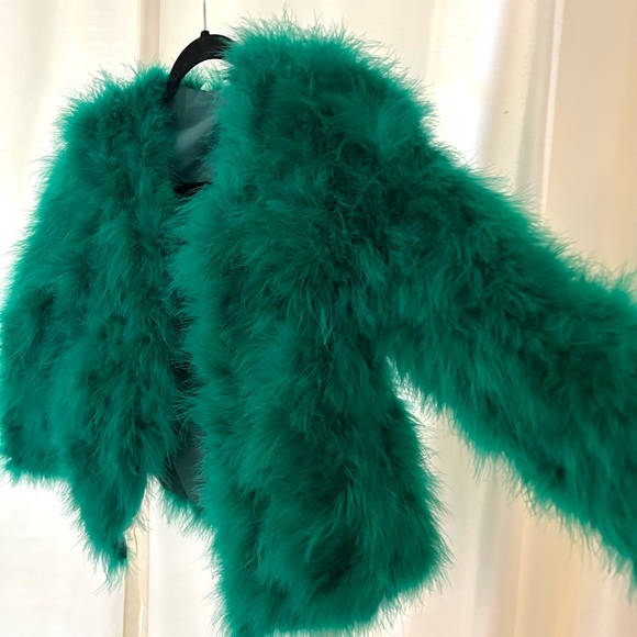 Jackets & Coats | Women Genuine Ostrich Fur Jacket Xss In Emerald Green ...
